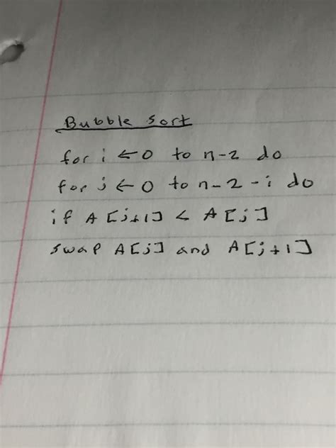 Image result for Bubble Sort Pseudocode Examples and Answers
