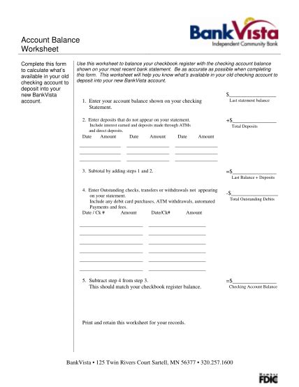 Image result for Checking Account Balance Worksheet
