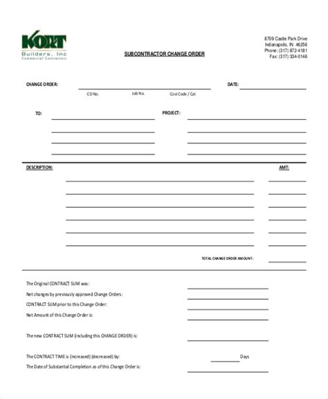 Image result for Process Change Order Form