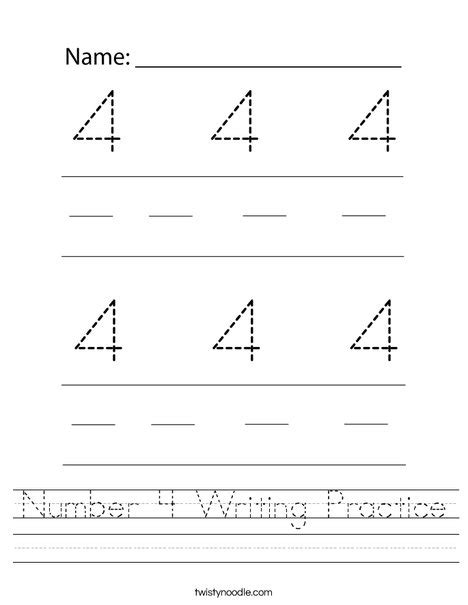 Image result for Practice Writing Number 4