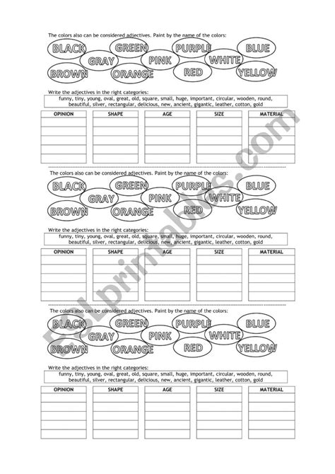 Image result for Color Adjectives Worksheet
