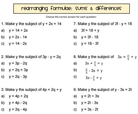 Image result for Rearranging Formulas Worksheet