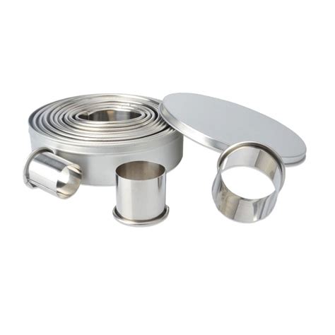 12 Piece Stainless Steel Round Cookie Pastry Cutter Molds Set | Shop ...