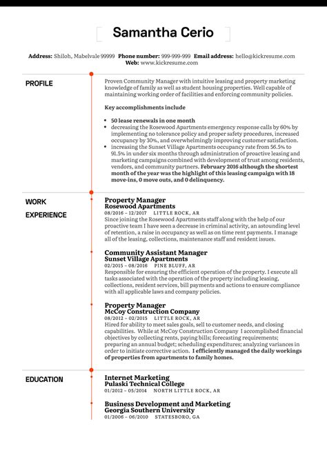 Image result for Property Manager Resume Examples/Samples