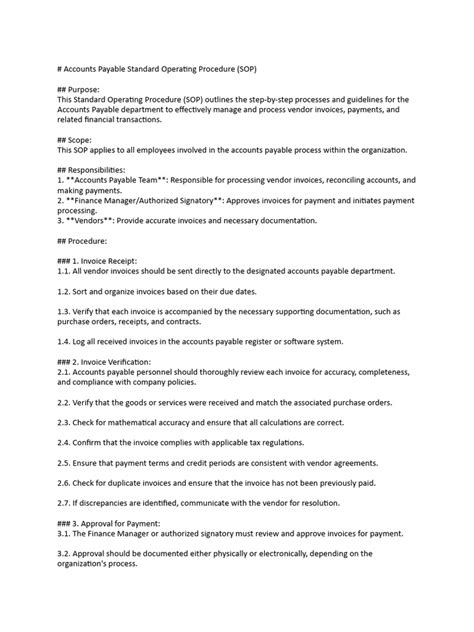 Image result for Accounts Payable Standard Operating Procedure