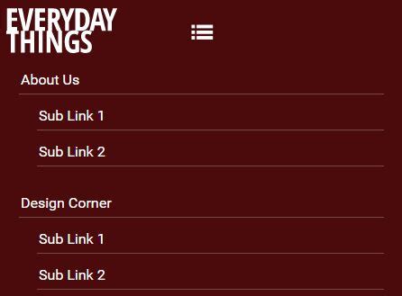 Image result for Toggle Navigation CSS