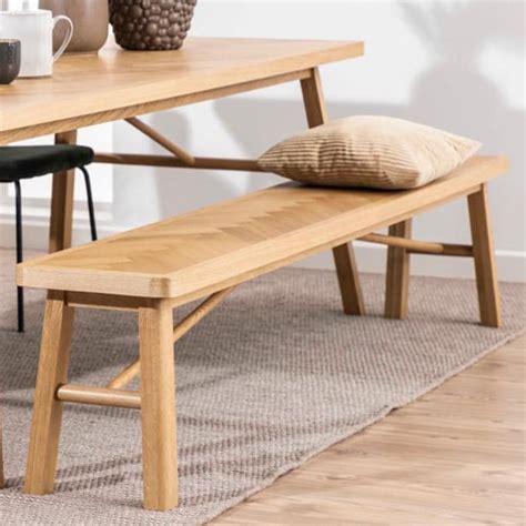 Galveston Wooden Dining Bench In Matt Oak - SimplyDiningRoomFurniture.co.uk