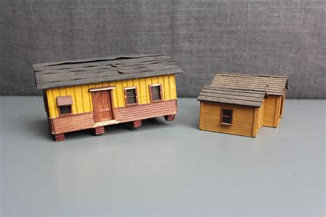 HO Scale Finished Model 2 Houses Buildings for your Model Train Hobby