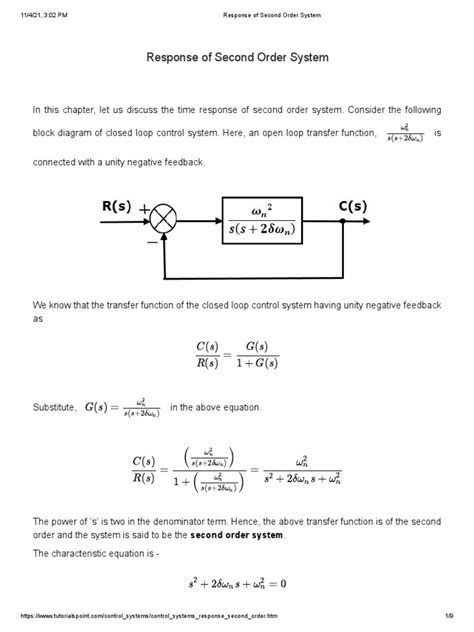 Image result for Second Order System Response