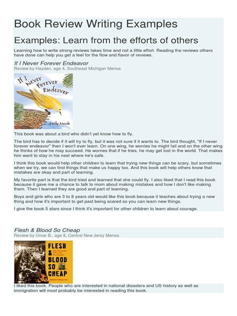 Book Review Writing Examples | PDF