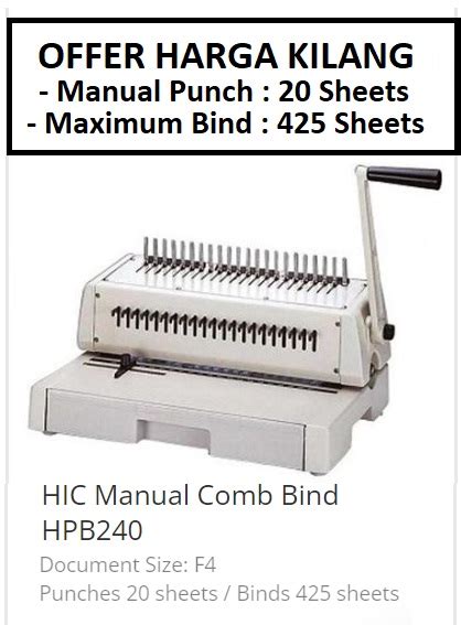 Image result for Hic Comb Binding Machine
