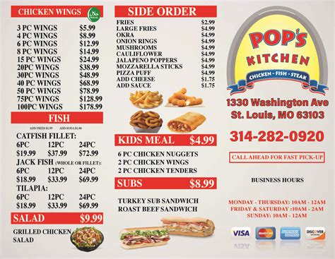 Image result for Pops Kitchen Menu