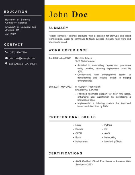 Image result for Intermediate Level DevOps Engineer Resume Example
