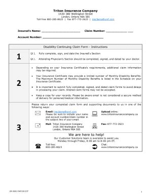 Image result for Continuing Disability Claim Form