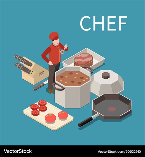 Professional kitchen chef composition Royalty Free Vector
