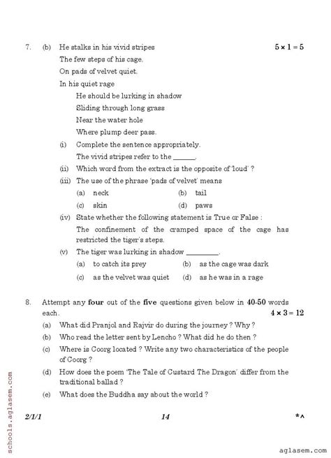 Image result for English Class 10 Question Paper