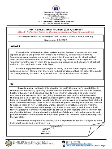 Image result for Example of Reflection Notes