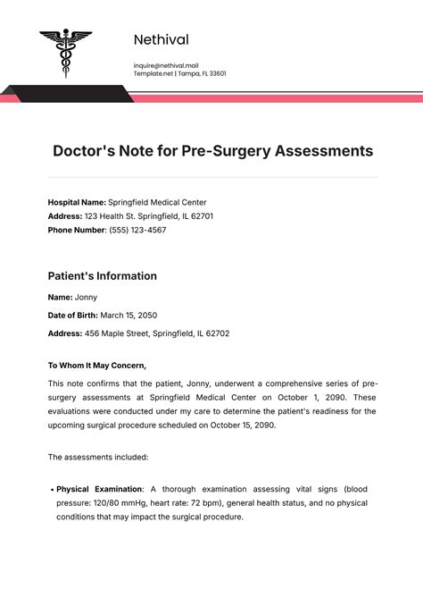 Image result for Doctor Note for Surgery