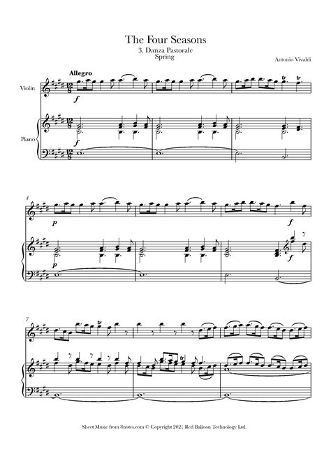Image result for Vivaldi Spring Violin Notes