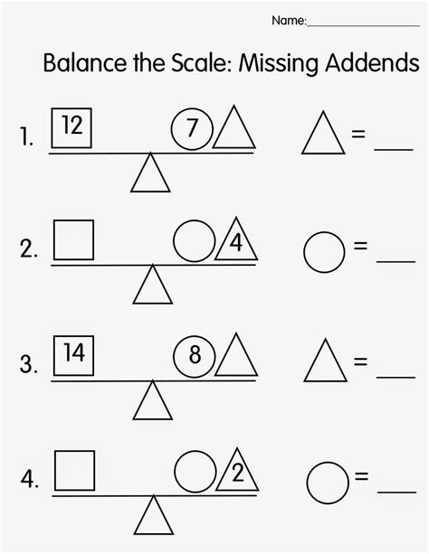 Image result for Worksheet of Balance the Scale for Class 2
