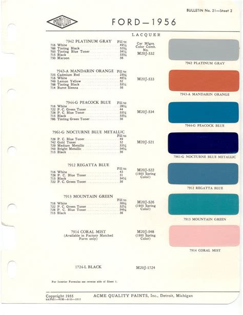 Image result for Ford Paint Color Chart