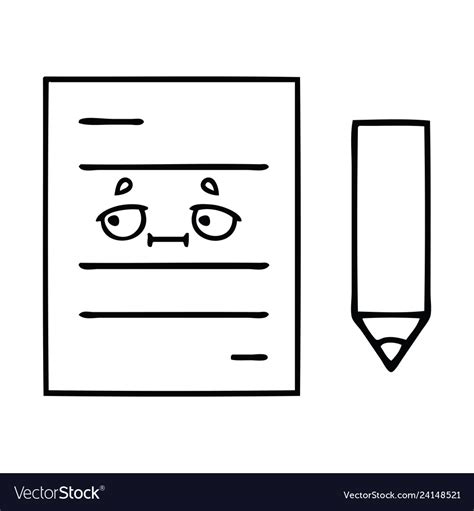 Line drawing cartoon test paper Royalty Free Vector Image