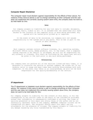 Image result for Tile Repair Disclaimer Examples