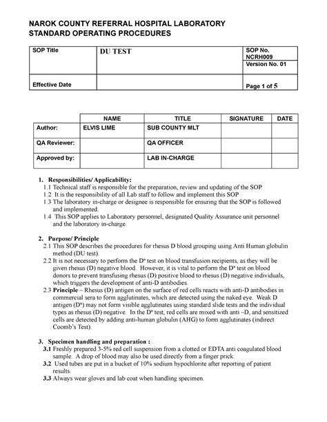 Image result for Du Test Procedure