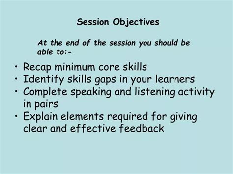 Image result for Session Objectives Example