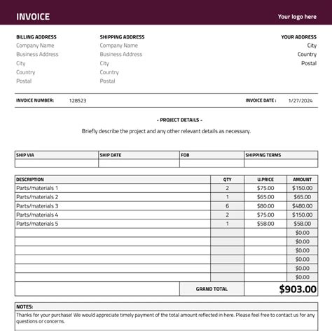 Image result for Free Contractor Invoice Form Templates