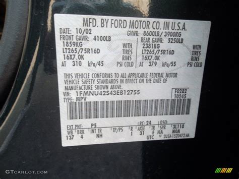 Image result for 2001 Ford Excursion Color Code