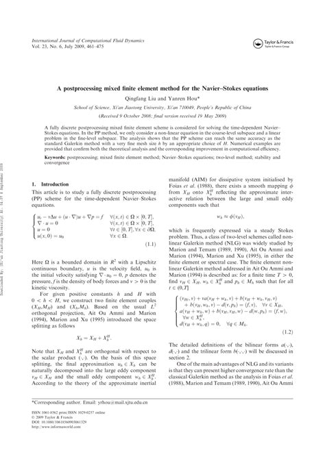 Image result for Navier-Stokes Equation Finite-Element Method