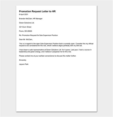 Image result for Promotion Request Letter Format