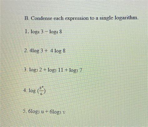 Image result for Condense Expression to a Single Logarithm