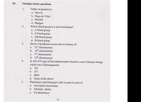 Image result for Genetics Multiple Choice Questions