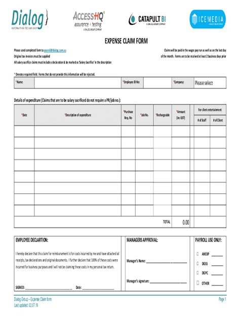 Image result for Sample Expense Claim Form