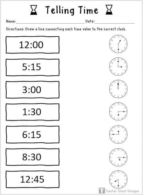 Image result for Basic Telling Time Worksheets