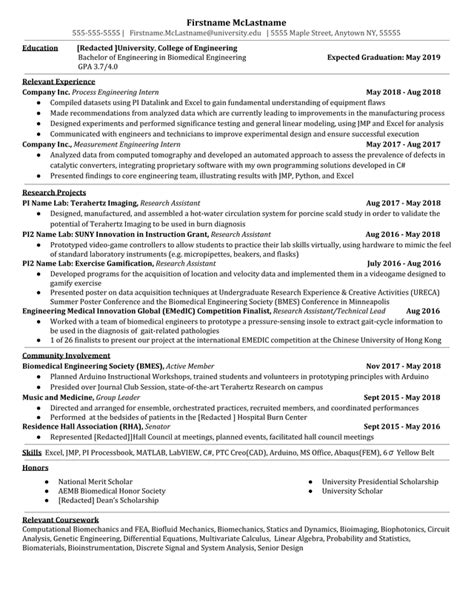 Image result for Biomedical Science Student Resume