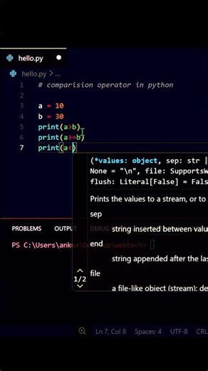 Comparison Operators in Python Explained 📘 #shorts #python