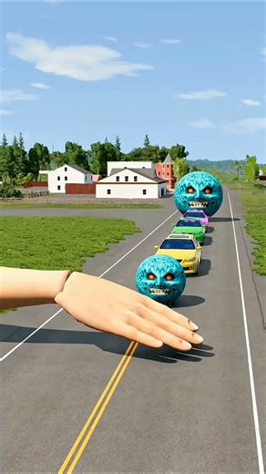 Big & Small Cars vs Hand Slap - BeamNG.drive #smallcars #hand #challenge