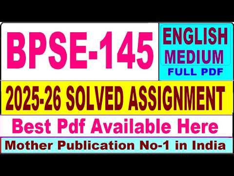 BPSE 145 solved assignment 2025-26 || bpse 145 solved assignment 2026 in English || ignou bpse145