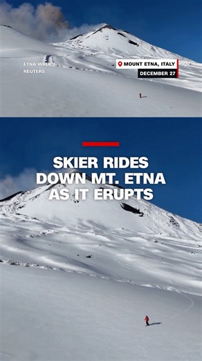 Video shows a lone skier riding down Mount Etna in Italy while it erupted. The volcano, one of the world's most active, saw days of activity before the eruption. | CNN