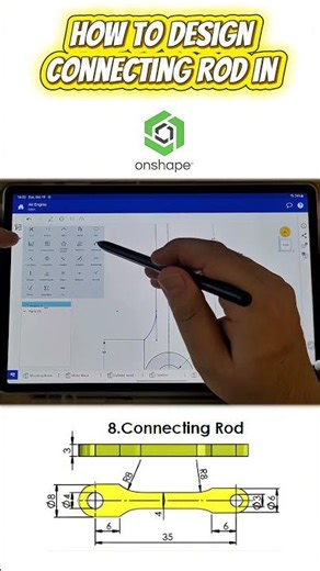 How to design Connecting Rod in #onshape ? #tablet #design #3ddesign #modeling #connectingrod