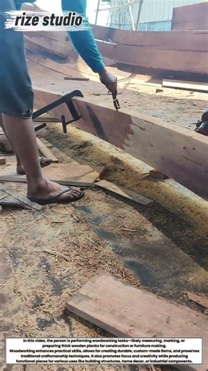 Carpenter Working on Wood Planks - Hand Tool Craftsmanship in Action!