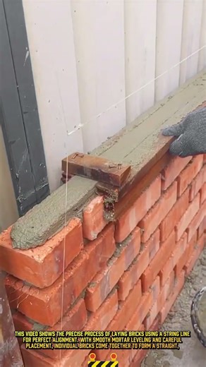 Precision Brick Layering Process for a Strong and Straight Wall Construction #dailywork