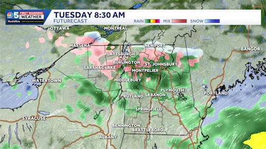 Hour-by-hour forecast for rain, wintry mix in Vermont and northern New York