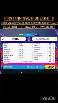 INDIA 🇮🇳 Australia 🇦🇺 ||1st innings highlight in 2023 cwc final || #rohitsharma #viratkohli #klrahul