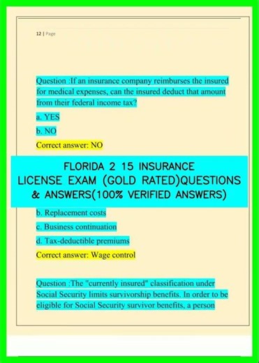 FLORIDA 2 15 INSURANCE LICENSE EXAM GOLD RATEDQUESTIONS & ANSWERS100% VERIFIED ANSWERS video
