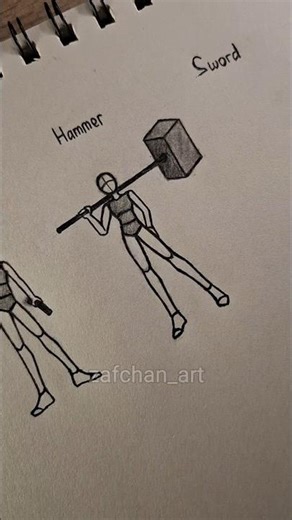 How to draw male body ✨️ (with gun, hammer & sword) #drawing #tutorial #howtodraw #art #shorts