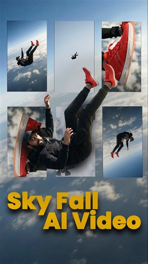 Upgrade.With_AI on Instagram: "Image Prompt 1 Ultra realistic cinematic scene of my me floating and falling in mid air above the clouds, dynamic upside down pose with legs bent and arms slightly raised, wearing black hoodie black pants black cap sunglasses and red sports shoes, dramatic sense of motion, two futuristic stealth fighter jets flying very close above and below the character with motion blur and heat trails, high altitude sky with soft clouds far below, daylight cinematic lighting, sh